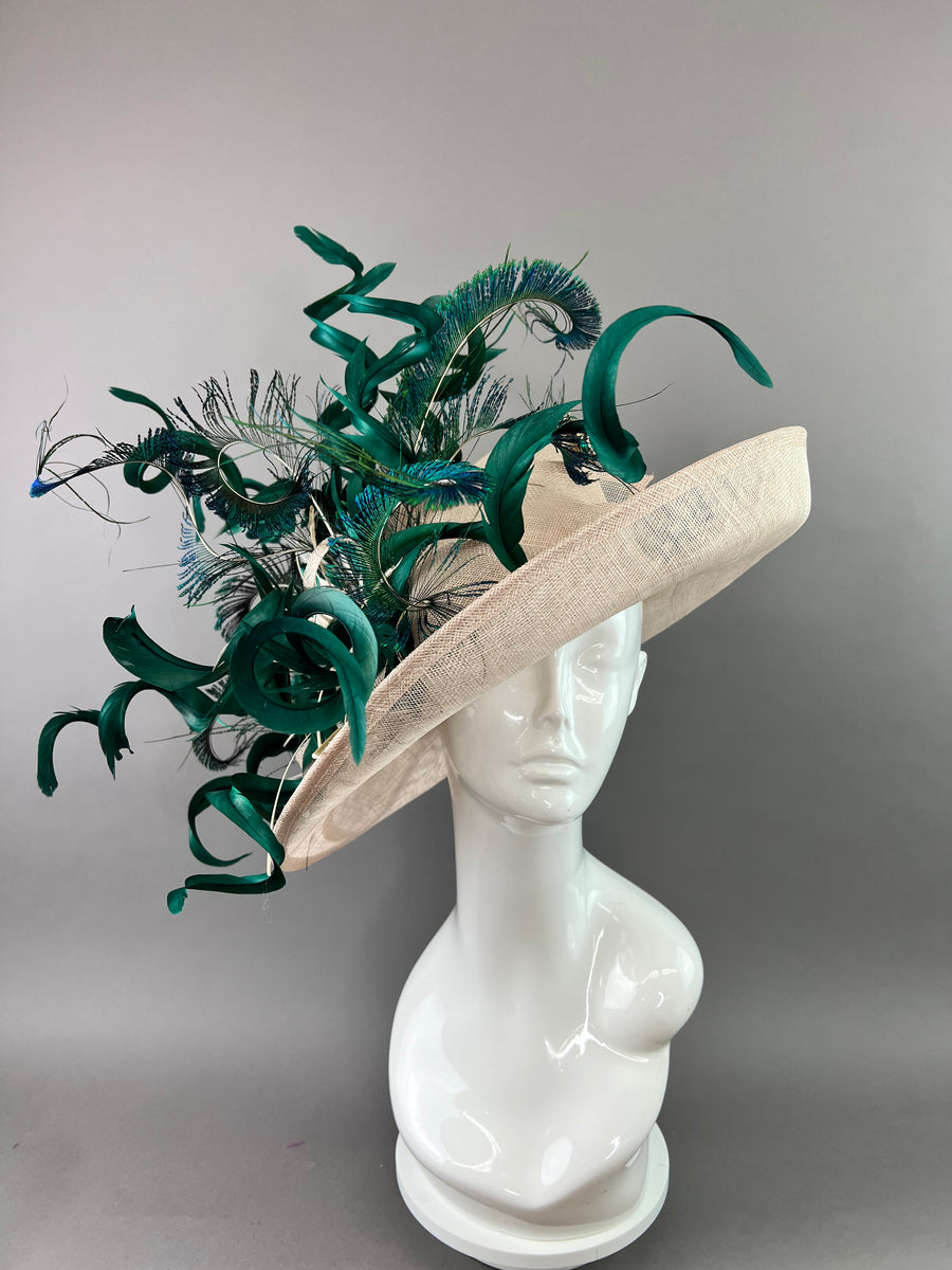 NUDE AND GREEN PEACOCK FLIPPED BRIM HAT – The Hat Hive