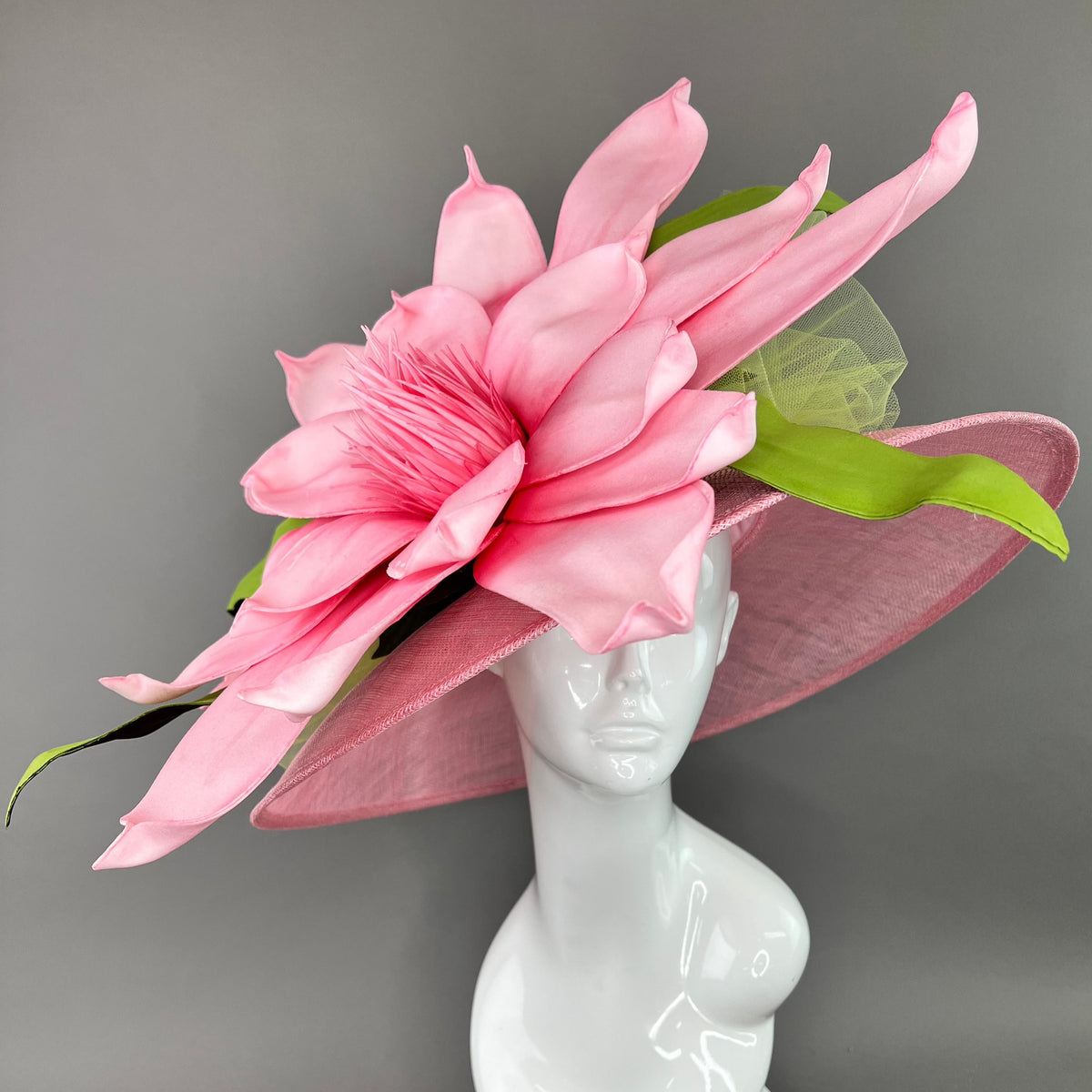PINK DERBY HAT WITH PINK FLORAL BLOOM – The Hat Hive