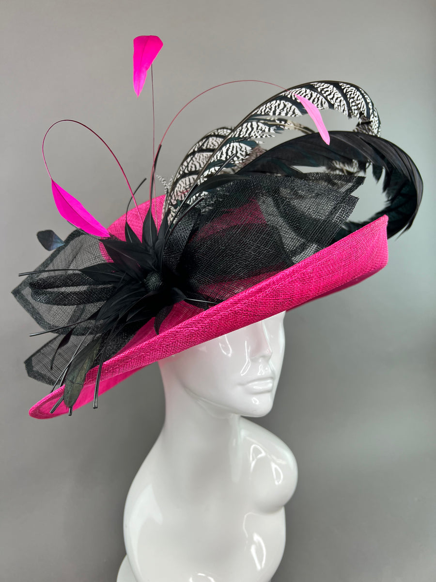 FUCHIA FLIPPED BRIM HAT WITH BLACK ACCENTS – The Hat Hive